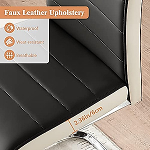 WENYU Dining Chairs Set of 4 – Faux Leather Dining Room Chair Kitchen Chairs with Chrome Legs, Comfortable Side Chairs with Padded Cushion Bedroom Living Room Corner Chairs (Black)