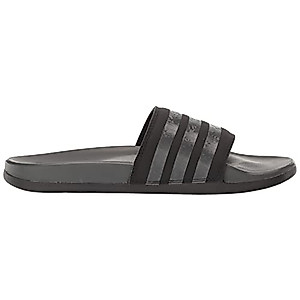 adidas Women's Adilette Comfort Slide Sandal, Black/Grey/Black, 8