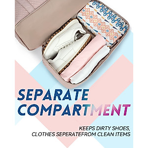 BAGSMART Travel Duffle Bag 3 Pcs Set Weekender Overnight Bag for Women with Makeup Bag & Clear Toiletry Bag, Carry On Bag with Shoe Compartment for Travel, Business Trips(Pink)