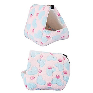 Pet Hammock, Plush Winter Pet House Hanging Cage Nest Swing Tent for Bird Squirrel Rabbit Keep Warm Hammock Pink 8.7 x 8.3inch(22 x 21cm-Pink)
