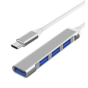 WJCCY 4 in 1 HUB Type-C to USB 3.0 HUB Docking Station Hub 5GBPS Fast Speed Transmitter USB Type C Adapter (Color : Silver)