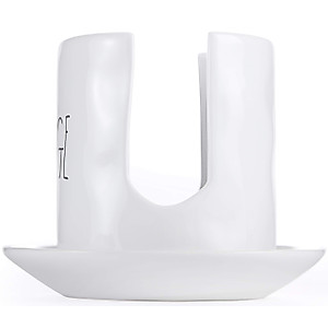 Sponge Holder for Kitchen Sink Modern Farmhouse White Ceramic Sponge Caddy with Drip Tray & Includes Two Sponges by Salbree (White, 1)