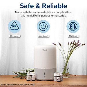 LEVOIT Humidifiers for Bedroom, Cool Mist Air Vaporizer for Babies, Ultrasonic Top Fill Essential Oil Diffuser, Smart Sleep Mode, Auto Shut Off, Quiet, 1.8L, Gray