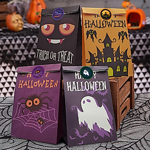 Hommay Halloween Treat Bags, 40 Pcs Paper Halloween Bags Trick or Treat Gift Bags Bulk, Small Halloween Treat Candy Goodies Bags for Kids