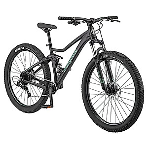 Mongoose Impasse 1.0 Mountain Bike for Adult Men & Women, 7-Speed, Full Suspension, 27.5-Inch Wheel, 17-Inch Frame, Front & Rear Mechanical Disc Brake, Matte Black