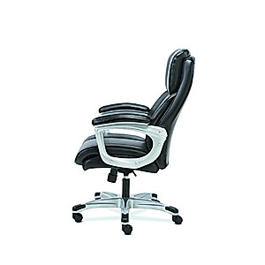 Sadie Executive Computer Chair- Fixed Arms for Office Desk, Black Leather (HVST315)