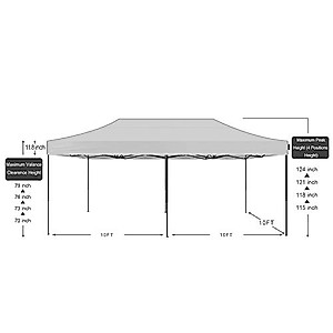 AMERICAN PHOENIX 10x20 Canopy Tent Pop Up Portable Instant Commercial Heavy Duty Outdoor Market Shelter (10'x20' (Black Frame), White)