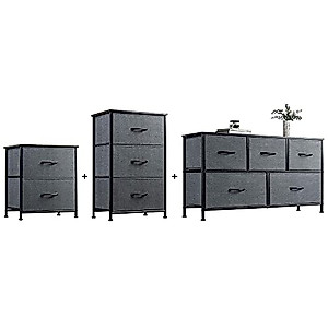 WLIVE 2 Drawer Nightstand, 3 Drawer Dresser and 5 Drawer Dresser Set, Storage Tower, Organizer Unit for Bedroom, Hallway, Entryway, Closets