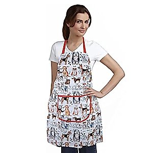 Home-X Dog-Print Apron, Cooking Apron for Women and Men, Professional Apron for Crafting, Dog Grooming, and More, One Size Fits Most