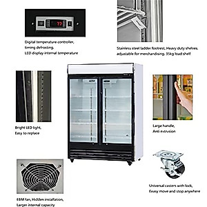 DHPM 51" 2 Sliding Glass Reach in Refrigerator Swing, Door Upright Display Beverage Cooler Merchandiser, Antique White
