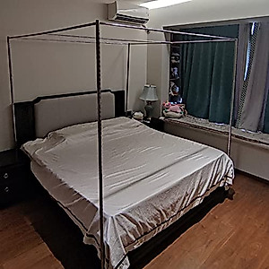 Xierdio Stainless Steel Canopy Frame, Bedroom Decoration Support is Used for Metal Wooden Bed Platform Size Double Bed Full Double Bed (Queen)