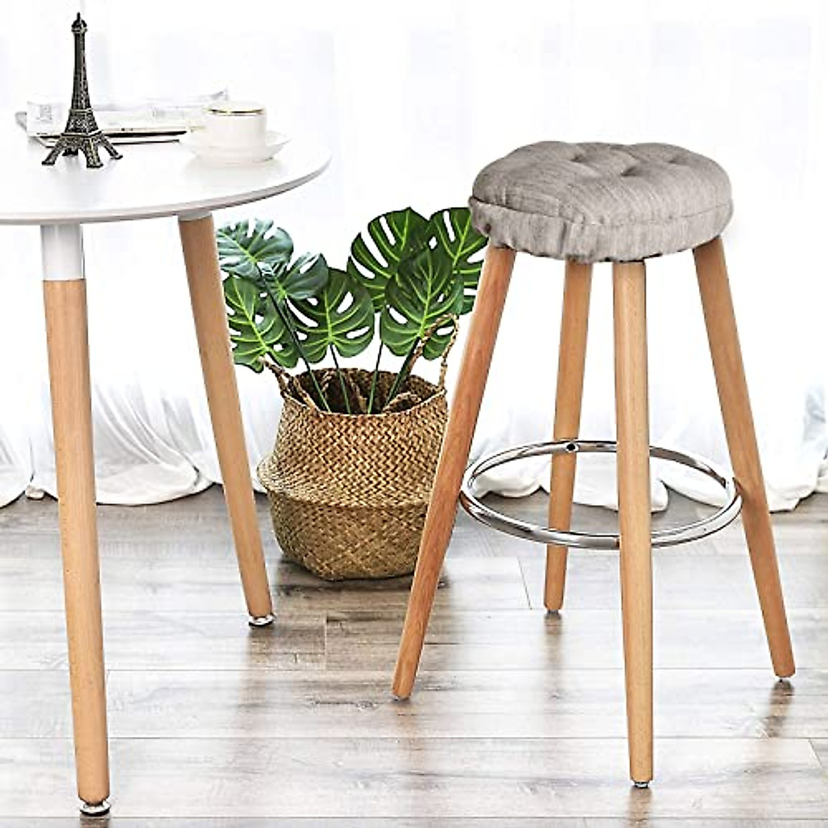 baibu Set of 2 Stool Covers Round, Super Soft Round Bar Stool Cushion Covers Seat Cushion - 2 Cushions Only (Beige, 14" (35 cm))