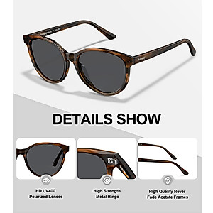 AVAWAY Acetate Polarized Sunglasses Women Trendy 2024 UV Protection Brown Tortoise Round Sun Shades Vintage Ladies Sunnies