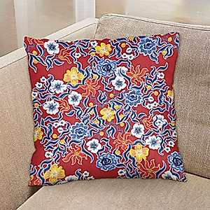 KOBLEN Allay Blossom Decorative Pillow Covers 20x20 Inch - Comfy Linen Outdoor Pillow Covers for Home Living Room Farmhouse Preppy Room Decor Aesthetic Set of 2