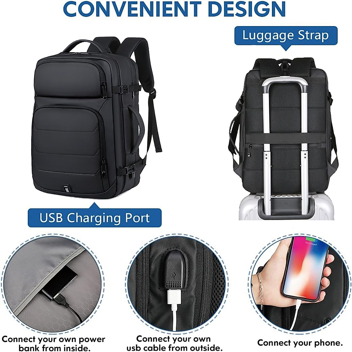 palamea Spirit Airlines Personal Item Backpack 18x14x8inch, Underseat Carry On Bag for Airplanes 40L Expandable Travel Backpacks Laptop Backpacks