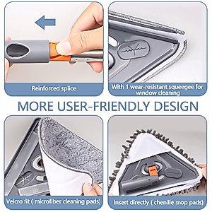 85 Inch Wall Cleaner Mop with Long Handle,Baseboard Cleaner Tool 360° Rotatable with Extension Pole 39" to 85",6 Replacement Microfiber Mop Pads,Wall Mop for Wall Washer Cleaning Ceiling Window Floor