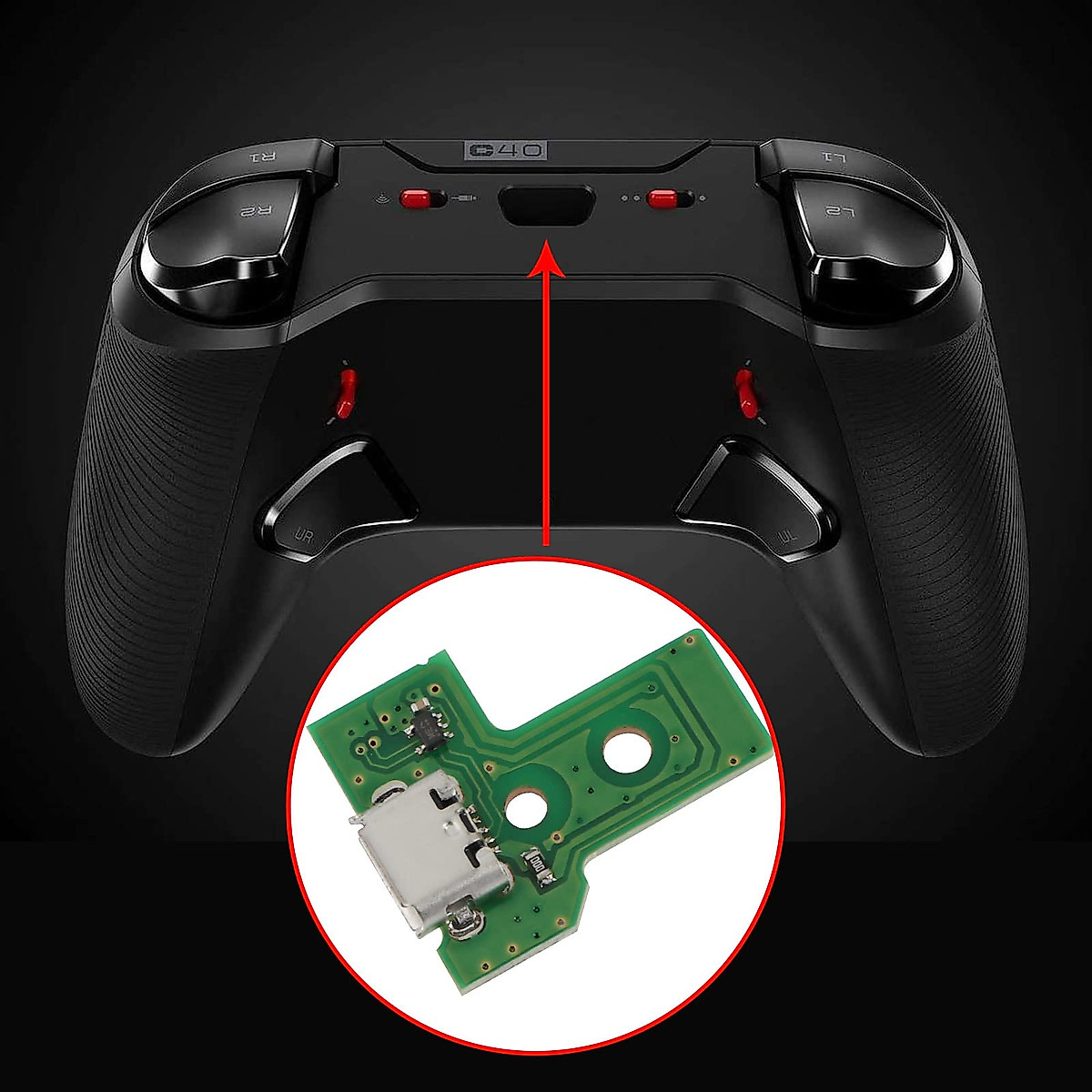4pcs JDS-030 Interface Board Replacement Charging Port Assembly Compatible with PS4 Repair Part Micro USB Adaptor Charger Socket Board Connector Module