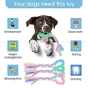 cobee Puppy Toys for Teething Small Dogs, 3 Pcs 360° Deep Clean Small Dog Heart Shaped Chew Ring with Cotton Ropes Interactive Pet Toys for Small Dogs, Oral Teeth Soothes Itching for 2-8 Months Dogs