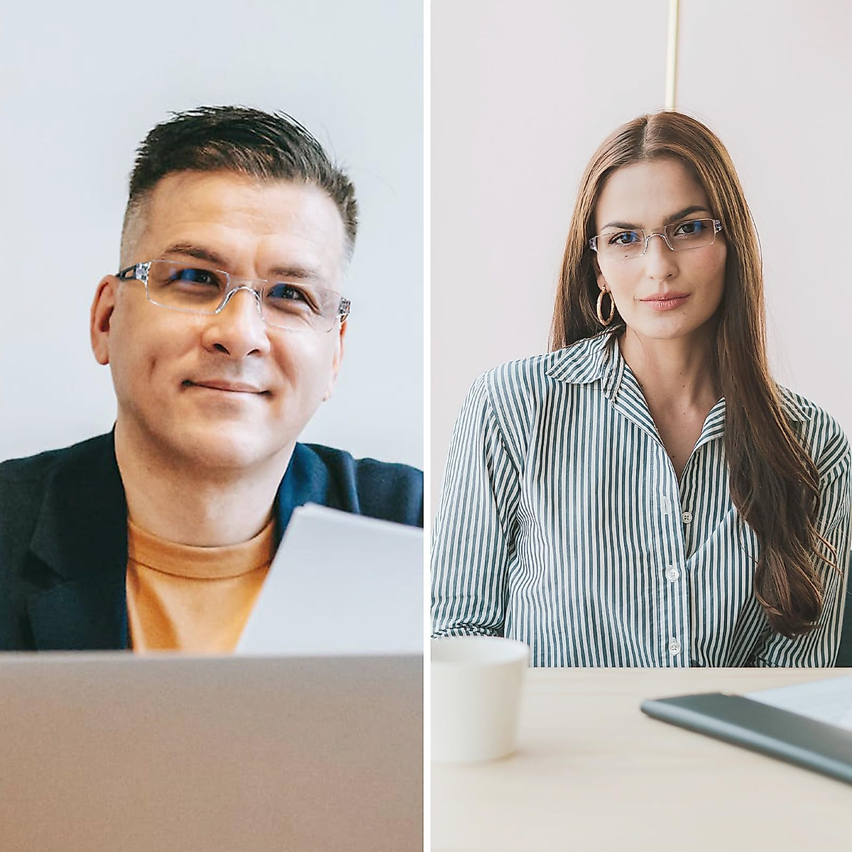 AQWANO Rimless Reading Glasses for Women Men, Clear Frame Readers Computer Blue Light Blocking Anti Glare Filter Lightweight,2.0