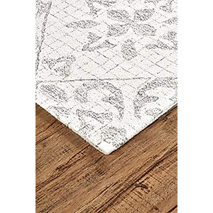 Feizy Rugs - Rhett Geometric Lattice Print Rug, Ivory/Wolf Gray, 8ft x 10ft Area Rug