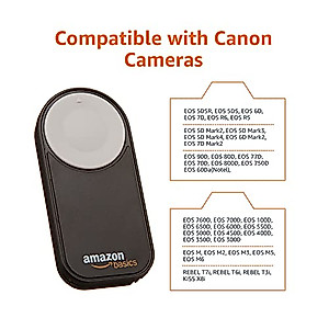 Amazon Basics Wireless Remote Control for Canon Digital SLR Cameras (for specific canon cameras), 0.28" x 1.10" x 3.36"
