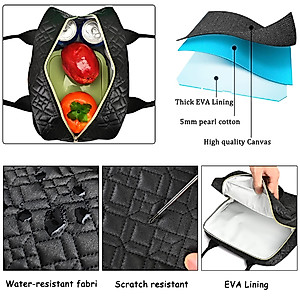 LOKASS Lunch Bag Women Insulated Lunch Box Thermal Lunch Tote Bags for Adults Work(Black-Embroidery)