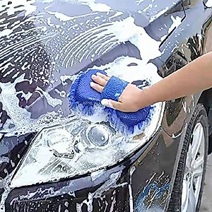 GAORONG Car wash Cleaning Supplies 3-Piece Set Premium Chenille Microfiber Washing Sponge-Washing Gloves-Washing Towel-no lint Scratches-Super Soft Cleaning Gloves with Handbag Gloves