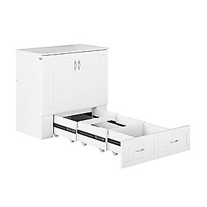 AFI Southampton Murphy Bed Chest with Charging Station, Twin XL, White