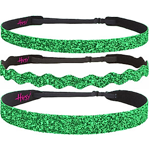 Hipsy Women's Irish Green Headband St Patricks Day Accessories Clover Headband Gift Packs (St Patty's Day Green Glitter 3pk)