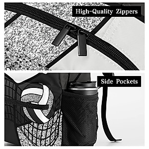 Zaaprint Volleyball Black Grey Print Backpack Shoulder Shopping Bag Travel Casual Bags with Name Text