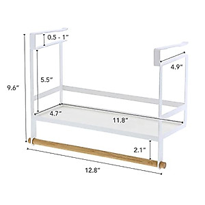 Yamazaki Home Undershelf Shelf Spice Rack-Kitchen Storage, Cabinet Organizer | Plastic + Wood, One Size, White
