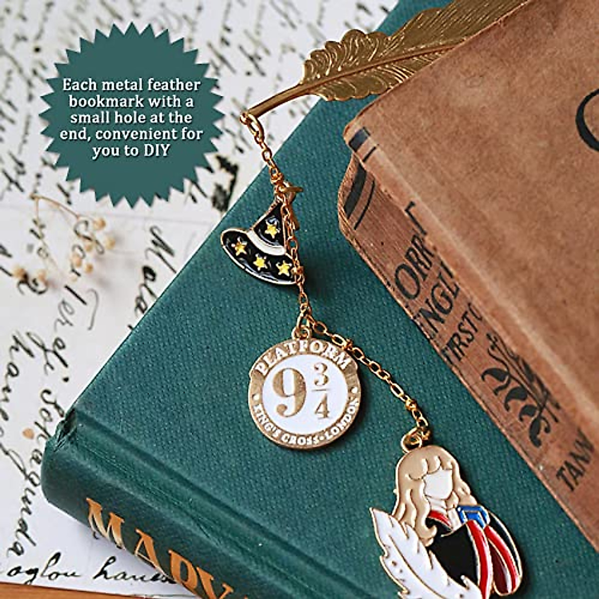 GXXMEI 30PCS Feather Metal Bookmarks Feather Bookmarks Feather Shaped Bookmarks Vintage Feather Metal Bookmarks