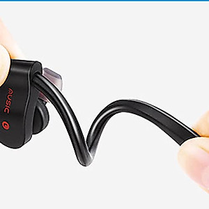 Lobonbo Anti-Lost Earphone RT558 Wireless Headset Wire-Controlled Call Music Earplugs in-Ear Sports Earphones(Black)