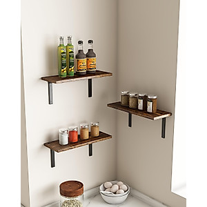 HOLISUN Floating Shelves, Set of 3, Wall Mounted, Wood, for Bathroom, Bedroom, Living Room, Kitchen, Small Storage Shelves (Brown)