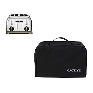 Toaster Dust Cover with Pockets Compatible with Cuisinart 4 Slice Toaster, Can Hold Jam Spreader Knife & Toaster Tongs, Dust and Fingerprint Protection, Black (12.5 * 10.5 * 7.5, black)