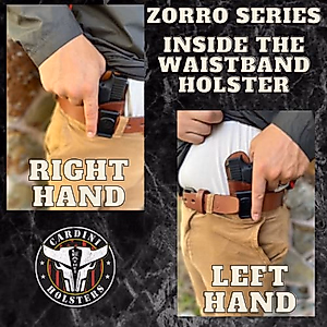 Cardini Leather Premium IWB Leather Holster for Concealed Carry | Fits Smith & Wesson K Frame and N Frame Revolvers, Model 60 | Rock Island M206 2" | Other 38 Special Revolvers