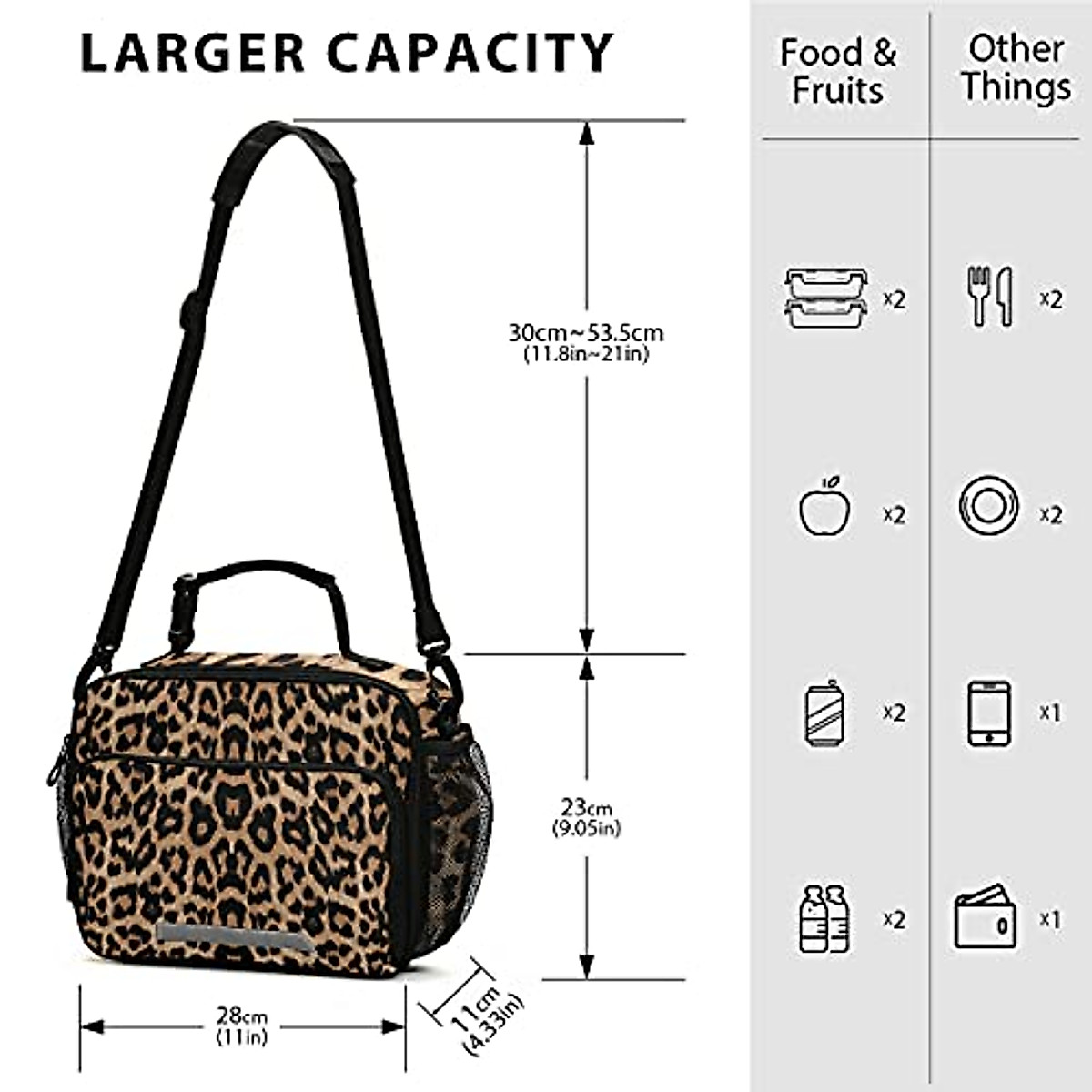 Lunch box Insulated Soft Lunch Bag Lunch Container Cheeteh Leopard Print for Office Work School Picnic Beach