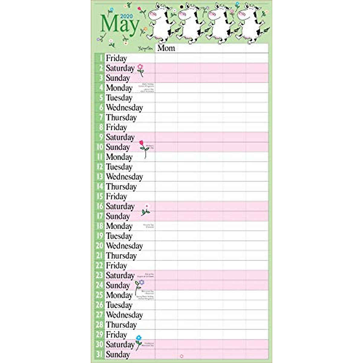 Mom's Family Wall Calendar 2020