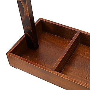 Entryway Hanging Key Holder with 5 Hooks for Desk Tabletop,Solid Wood Jewelry Storage Tray,Home Decorative Key Rack Organizer,L11.8''*W5.9''*H9.8’’, Black Walnut