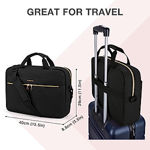 BAGSMART Laptop Bag, 15.6 Inch Briefcase for Women Large Laptop Case Computer Bag Office Travel Business,Black