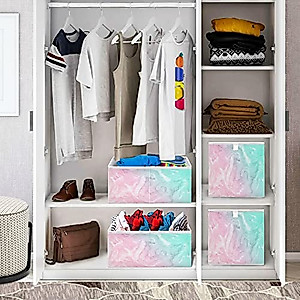 Kigai Cube Storage Bin Water Ripple Pink & Aqua Foldable Storage Basket Toy Storage Box for Home Organizing Shelf Closet Bins, 11 x 11 x 11-Inch