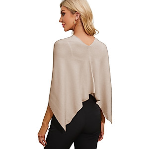 PULI Women Capri Poncho Sweater Cropped Versatile Shawl Soft Knit Shawl Wraps Cowl Neck Ponchos Short Tops Barley Twist