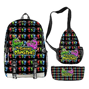 Three Piece Set of New Products My Singing Monsters Monsters Concert Student backpack pencil case satchel (style4)