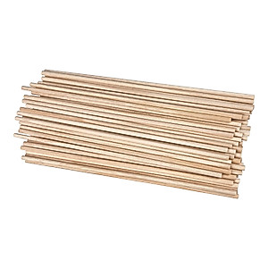 Long Wood Dowel Rods Unfinished Natural Wood Craft Dowel Sticks 50 Pack 1/4 Inch×12 Inch