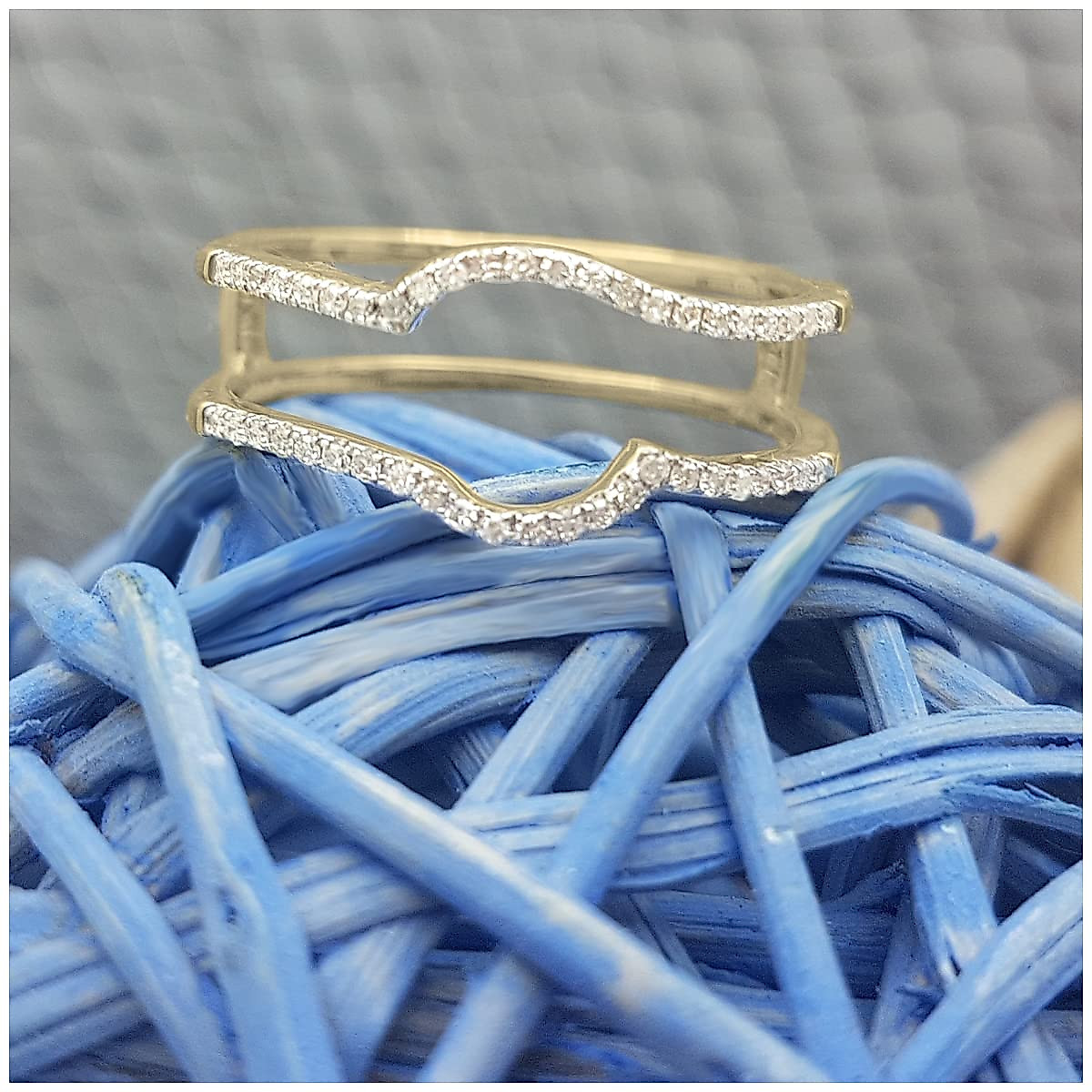 Dazzlingrock Collection 0.20 Carat (ctw) Round White Diamond Anniversary Wedding Enhancer Guard Double Ring 1/5 CT, 14K Yellow Gold, Size 8.5