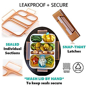 Bento Box for Adults Kids Lunches, Meal Prep Lunch-Boxes for Women Girls Boys | Leakproof Snack Containers for Toddlers Portion Control Container BPA Free | Green + Orange, 5 Compartments, 2 pack