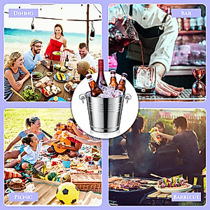 8 Packs Stainless Steel Ice Bucket 5.3 Quart/ 5 Liter Wine Bucket with Handle Large Insulated Champagne Buckets Beer Bucket for Cocktail Bar Wine Parties Chilling Wine Champagne Home
