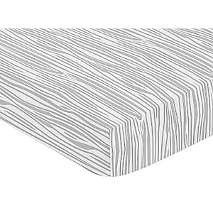 Grey and White Woodland Wood Grain Baby or Toddler Fitted Crib Sheet for Rustic Patch Collection by Sweet Jojo Designs - Gray