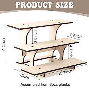 3-Tier Retail Table Display Stand Portable Retail Wooden Display Riser Straight Display Racks for Craft Shows Farmers Markets Countertop Cupcakes Jewelry Small Products Display (White,1 Pack)