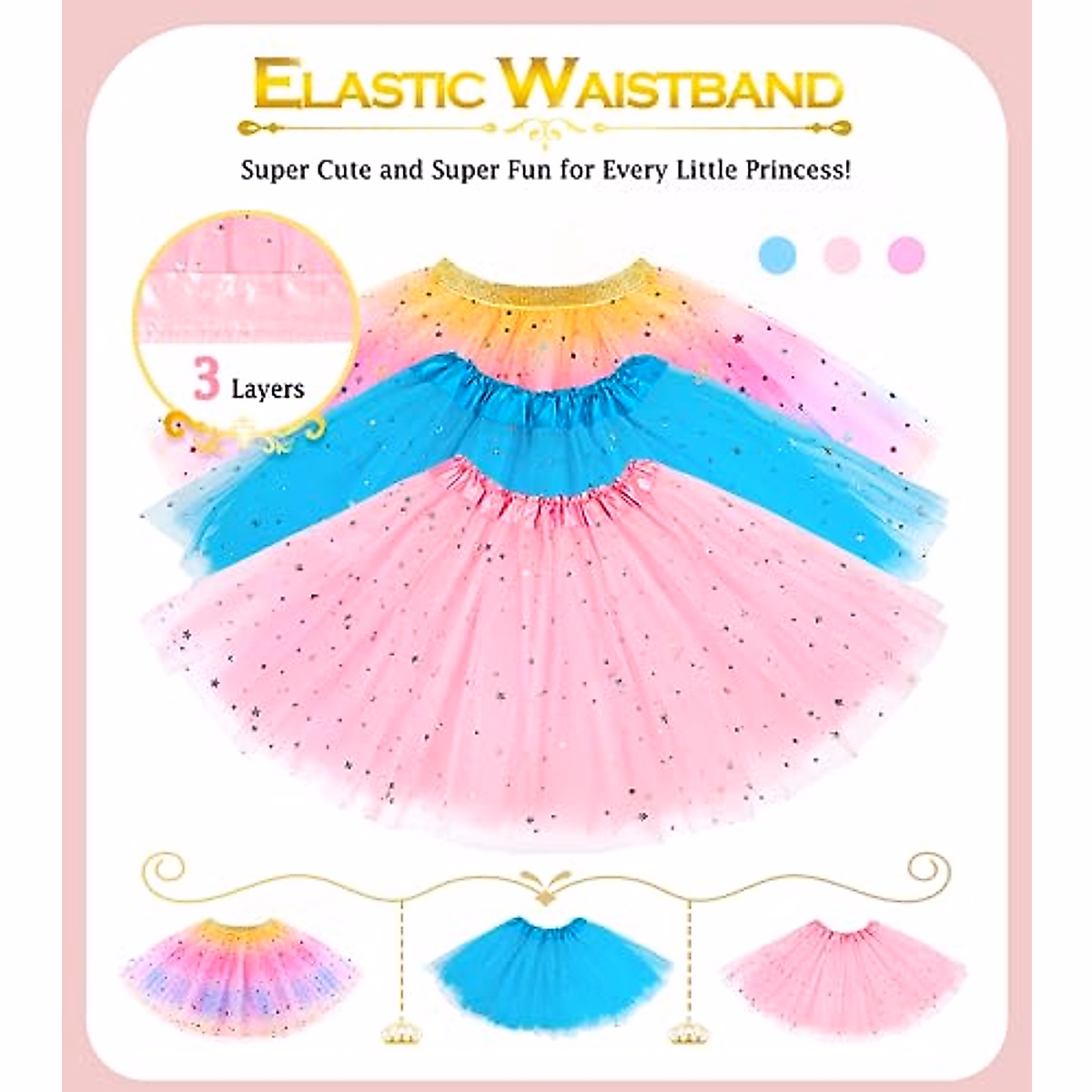 BIBUTY Princess Dress Up Accessories Princess Crown for Little Girls, 10pcs Princess Jewelry Set with Girls Tutu Skirt Princess Gloves Tiara Wand, Costume Set Toy Gift for 3 4 5 6 Year Toddler Girls